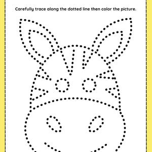 Animal Tracing Worksheet in Pink Yellow Dotted Style - Etsy