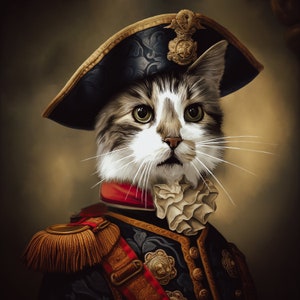 Custom Royal Cat Portrait From Photo Regal Pet Art Commission, Noble ...