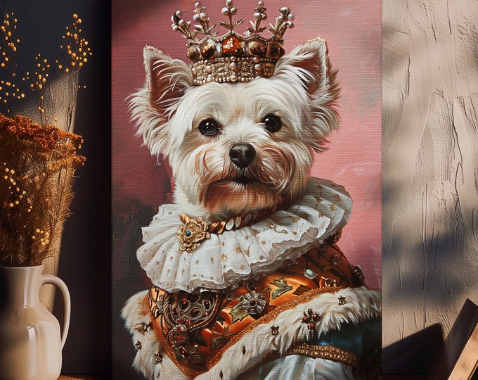 Custom Dog Portrait Poster, Personalized Dog Wall Art, Royal Dog Wall ...