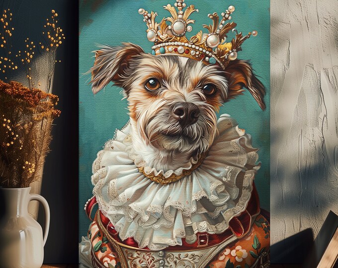 Custom Dog Portrait Poster, Personalized Dog Wall Art, Royal Dog Wall ...