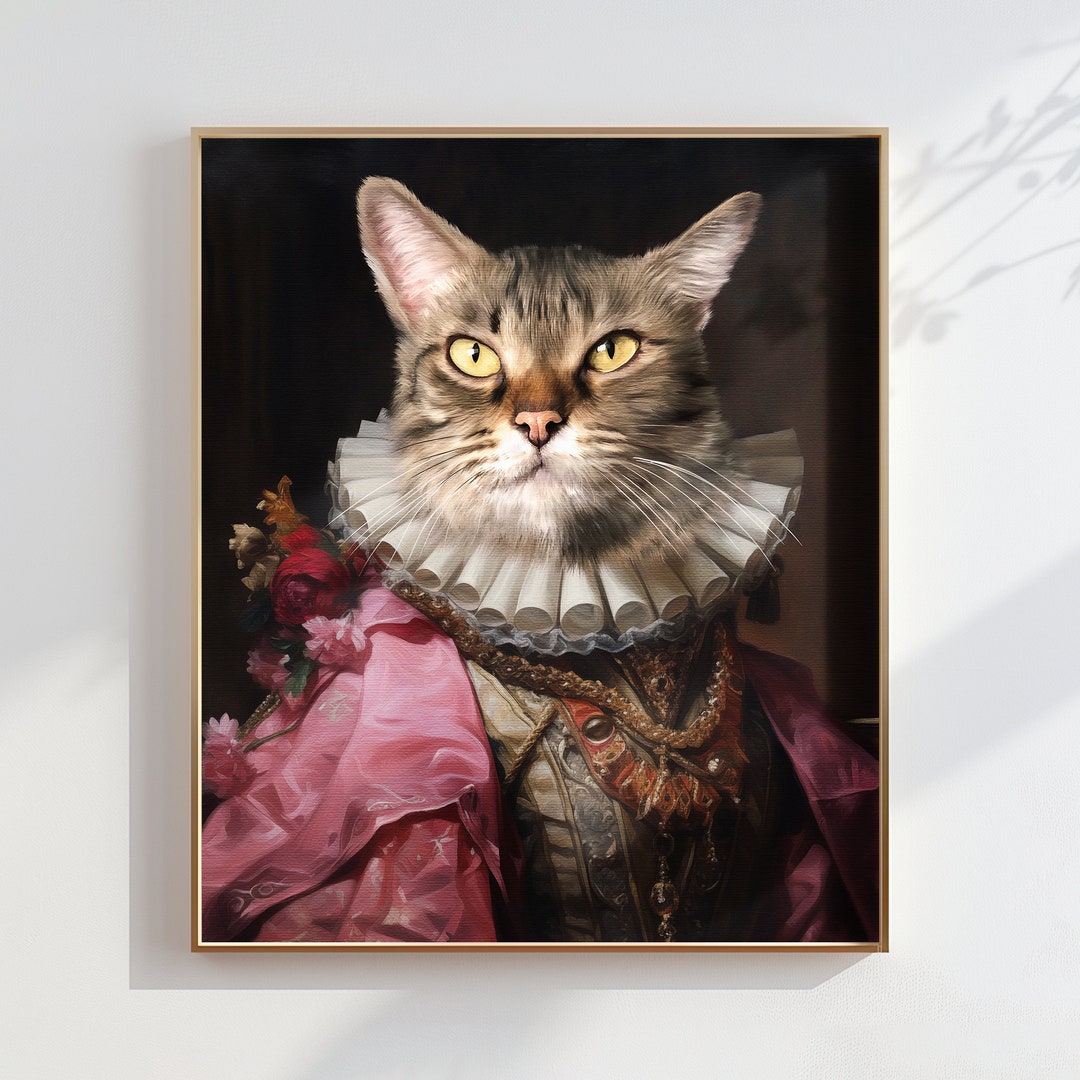 Custom Royal Cat Portrait From Photo Historic Renaissance Cat Portrait ...