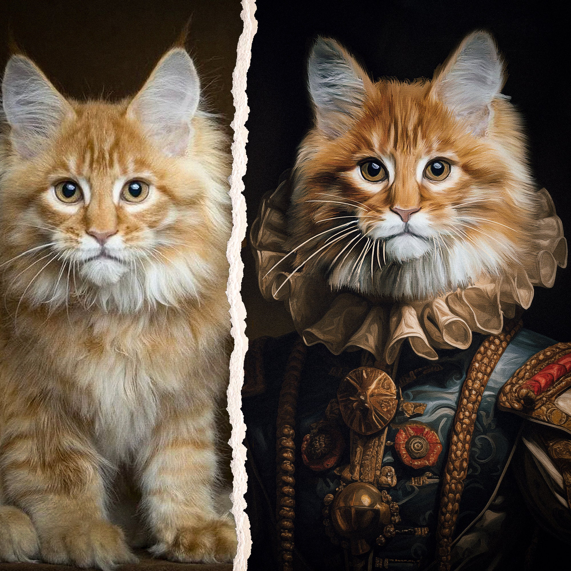 Custom Royal Cat Portrait From Photo Regal Pet Art Commission, Noble ...