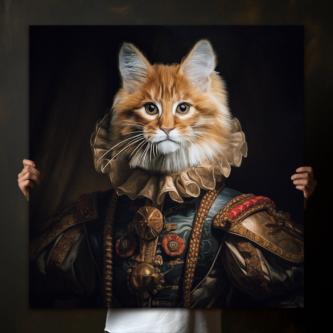 Custom Royal Cat Portrait From Photo Regal Pet Art Commission, Noble ...