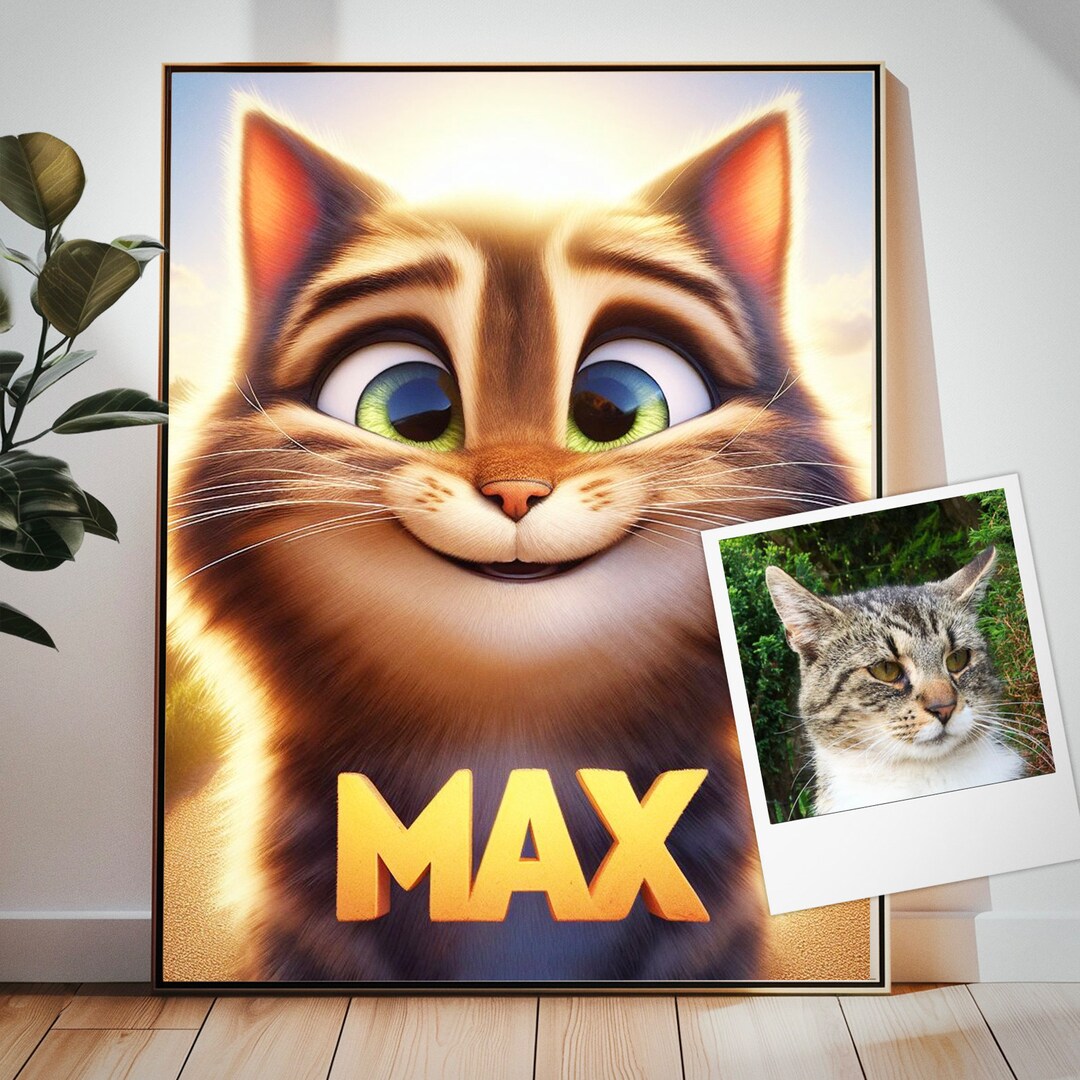 Custom Cartoon Cat Portrait From Photo, Cartoon Pet Portrait From Photo ...