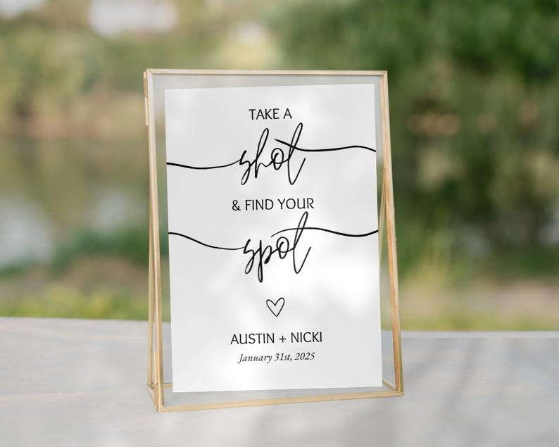 Take a Shot & Find Your Spot Template Package - Flag Sign and Seating ...