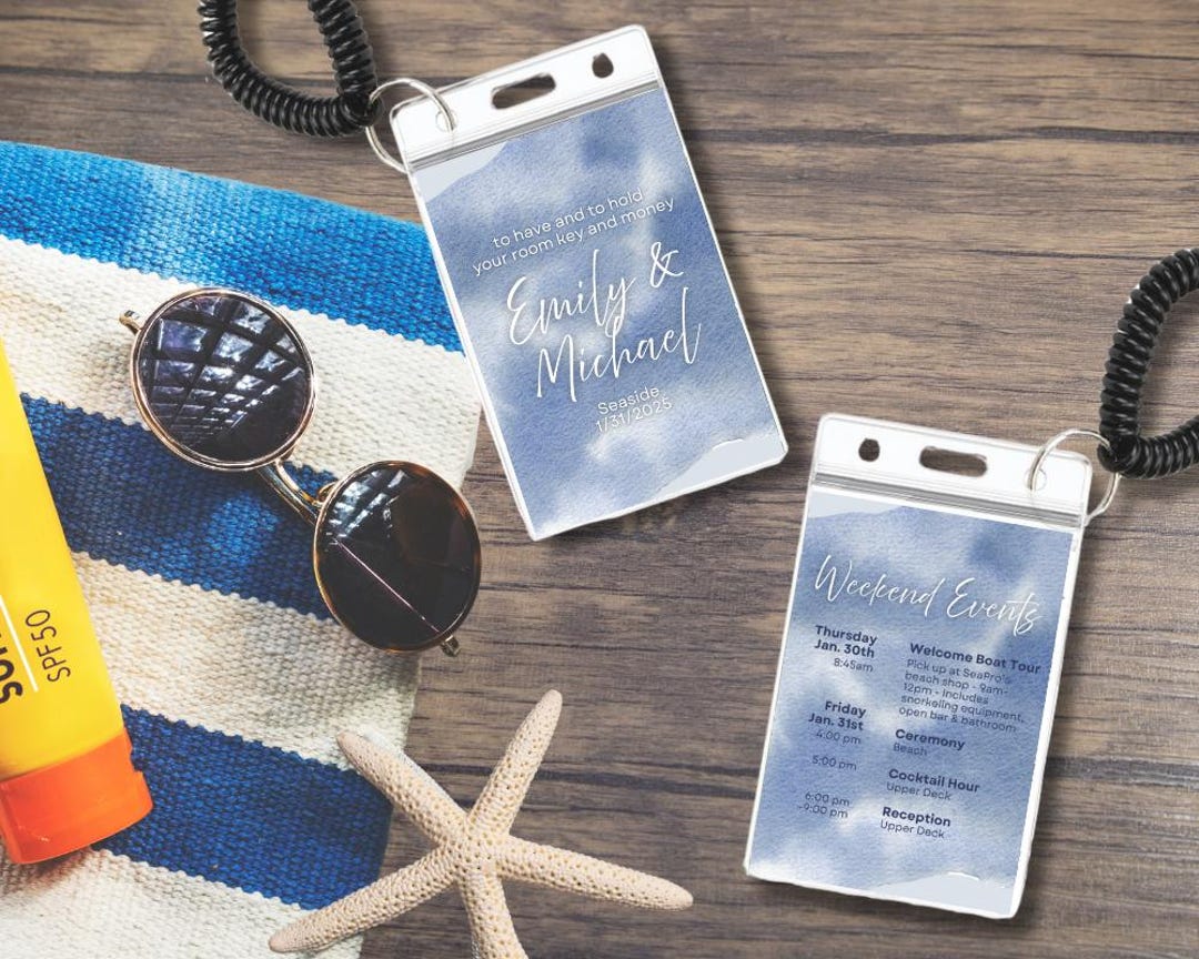 Wedding Hotel Room Key Card Tag Template, Itinerary, Agenda, Printable ...