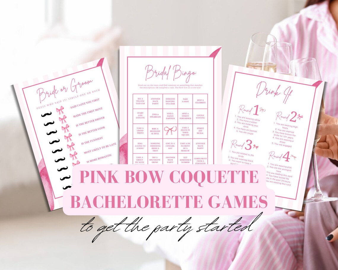 Pink Bow-themed Bachelorette Party Games | Coquette Inspired Bows ...