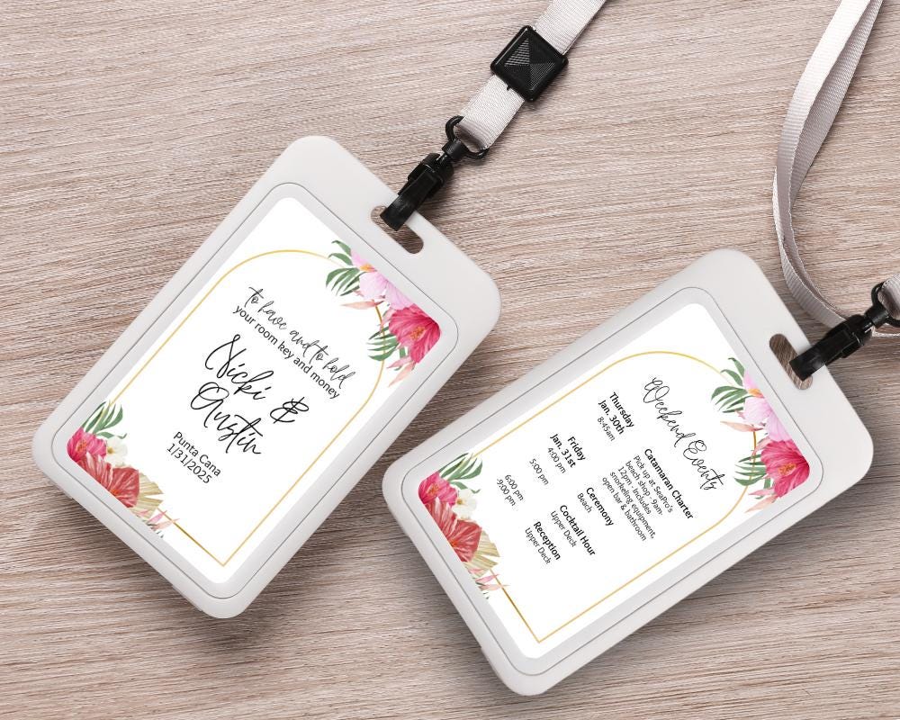 Wedding Room Key Card Tag Template, Itinerary, Agenda, Printable Modern ...