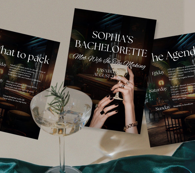 Mob Wife Bachelorette Party Invitations Luxury Bach Glitz and Glam ...