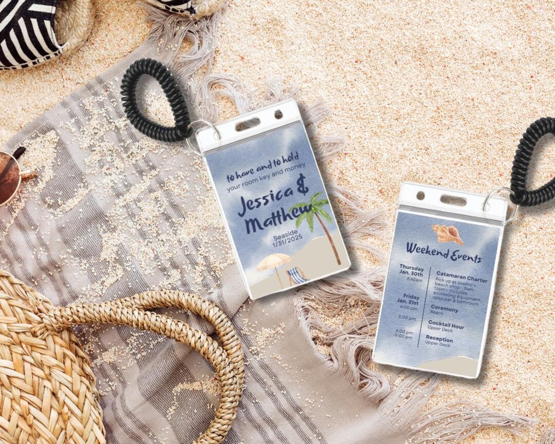 Wedding Hotel Room Key Card Tag Template, Itinerary, Agenda, Printable ...