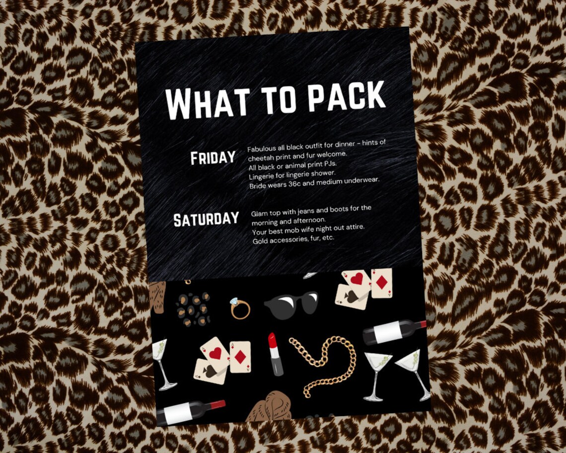 Mob Wife Bachelorette Party Invitations Glitz and Glam Bachelorette ...