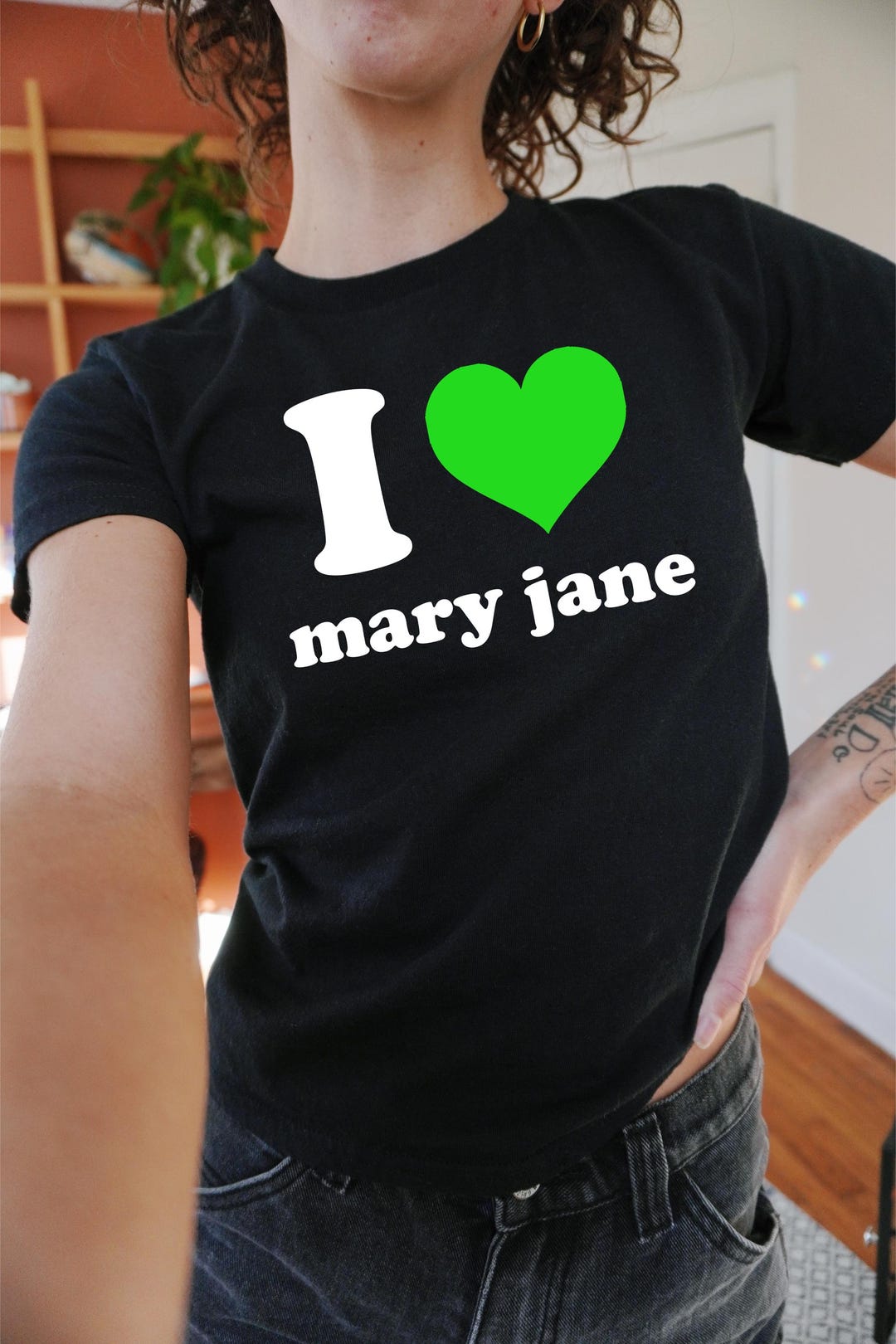 I Love Mary Jane Heart Baby Teey2k / 90s Style, 2000s, Cropped Tee, Iconic Slogan, 00s Fashion ...