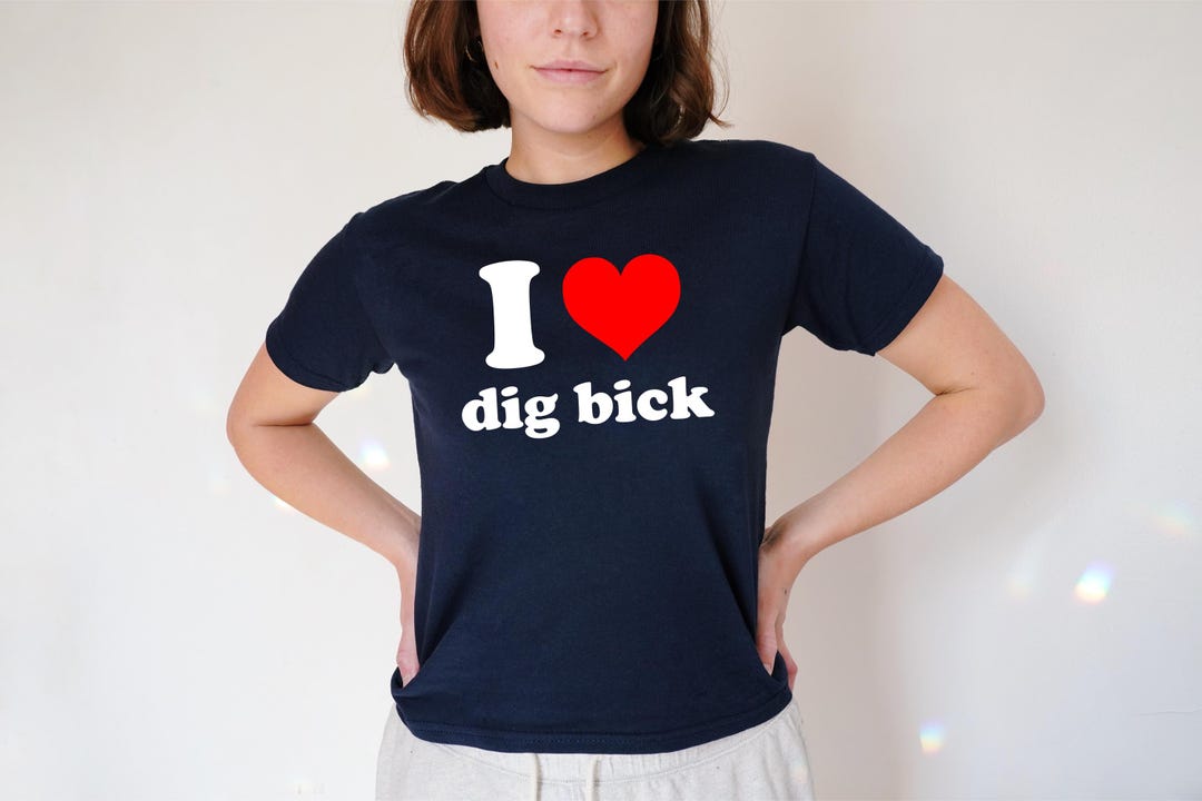 I Love Dig Bick Heart Baby Tee, 90s / Y2K Style, 2000s Aesthetic, Cropped T-shirt, Coquette ...