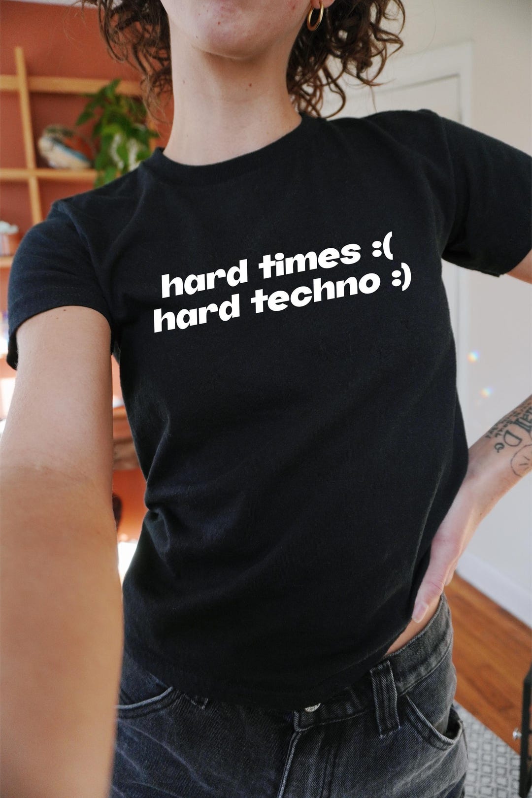 Hard Techno Baby Tee Y2K / 90s Style, 2000s, Cropped Tee, Iconic Slogan ...