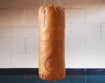 Ultimate Deluxe Tan Vintage Leather Punching Bag, Training Boxing Bag ...