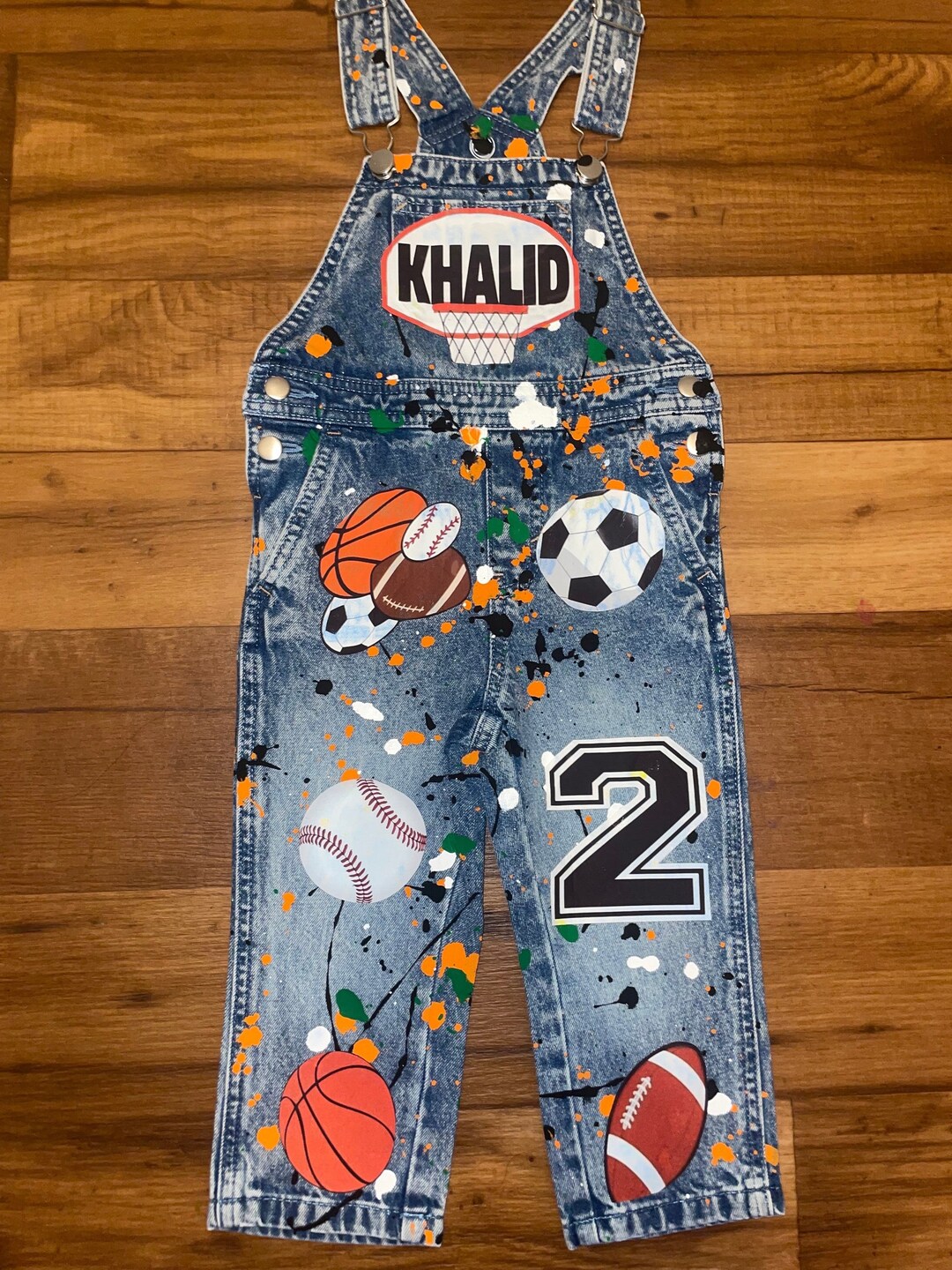 Sports Themed Birthday Overalls Custom Denim Birthday Outfit Kids ...