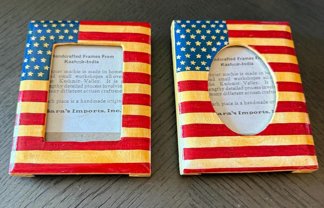 Pair of American Flag 3x4 Paper Mache Vintage Picture Frames - Etsy