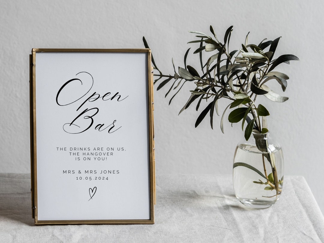 Open Bar Wedding Sign Printable Editable Bar Menu Sign Template Drinks ...