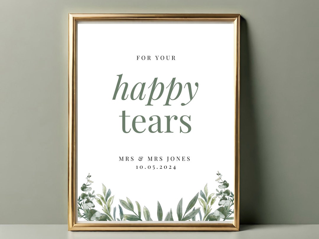 Editable Wedding Tissues Sign for Your Happy Tears, Printable Wedding ...