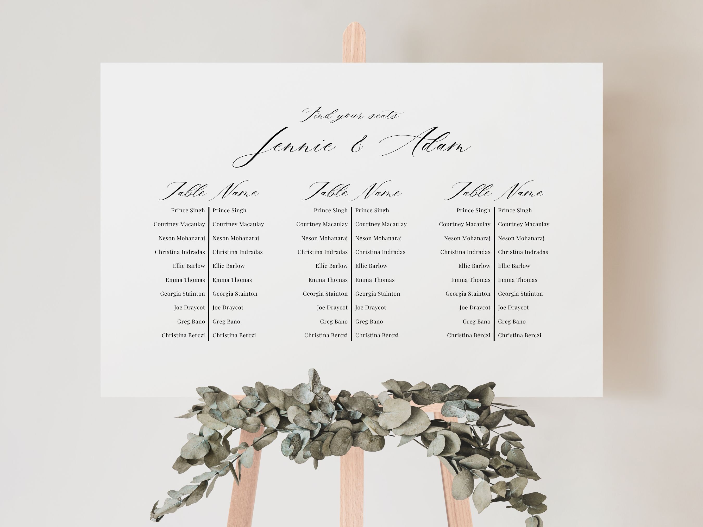 Banquet Wedding Table Plan Template Minimal Wedding Seating Chart Long ...