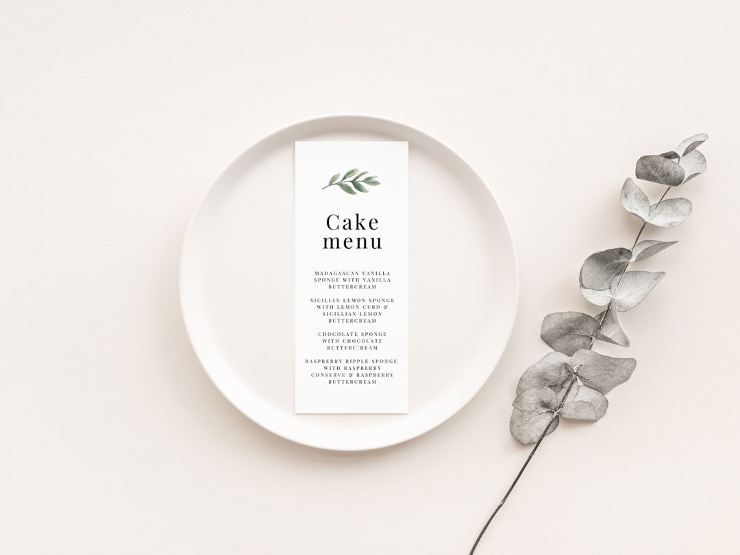 Editable Wedding Menu Template, Eucalyptus Sage Green Table Menu ...