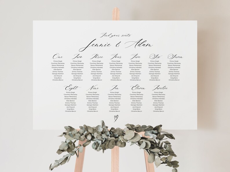 Banquet Wedding Table Plan Template Minimal Wedding Seating Chart Long ...