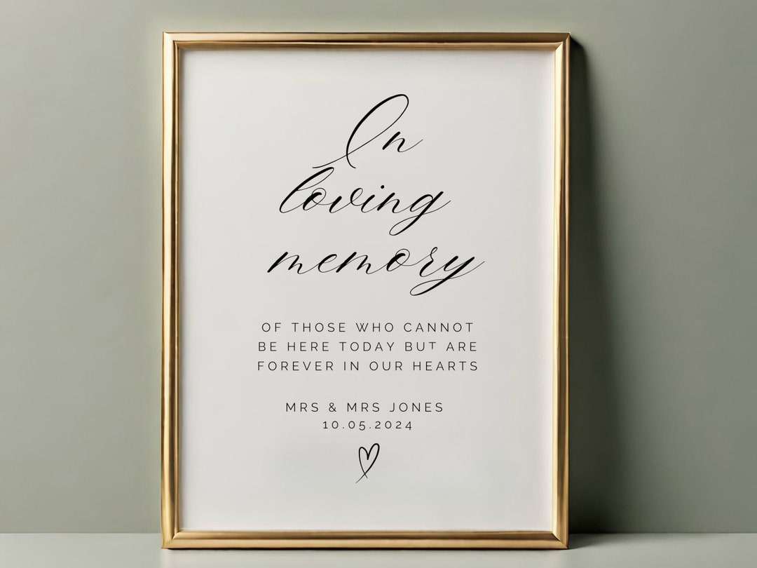 In Loving Memory Sign Wedding Memorial, Forever in Our Hearts Printable ...