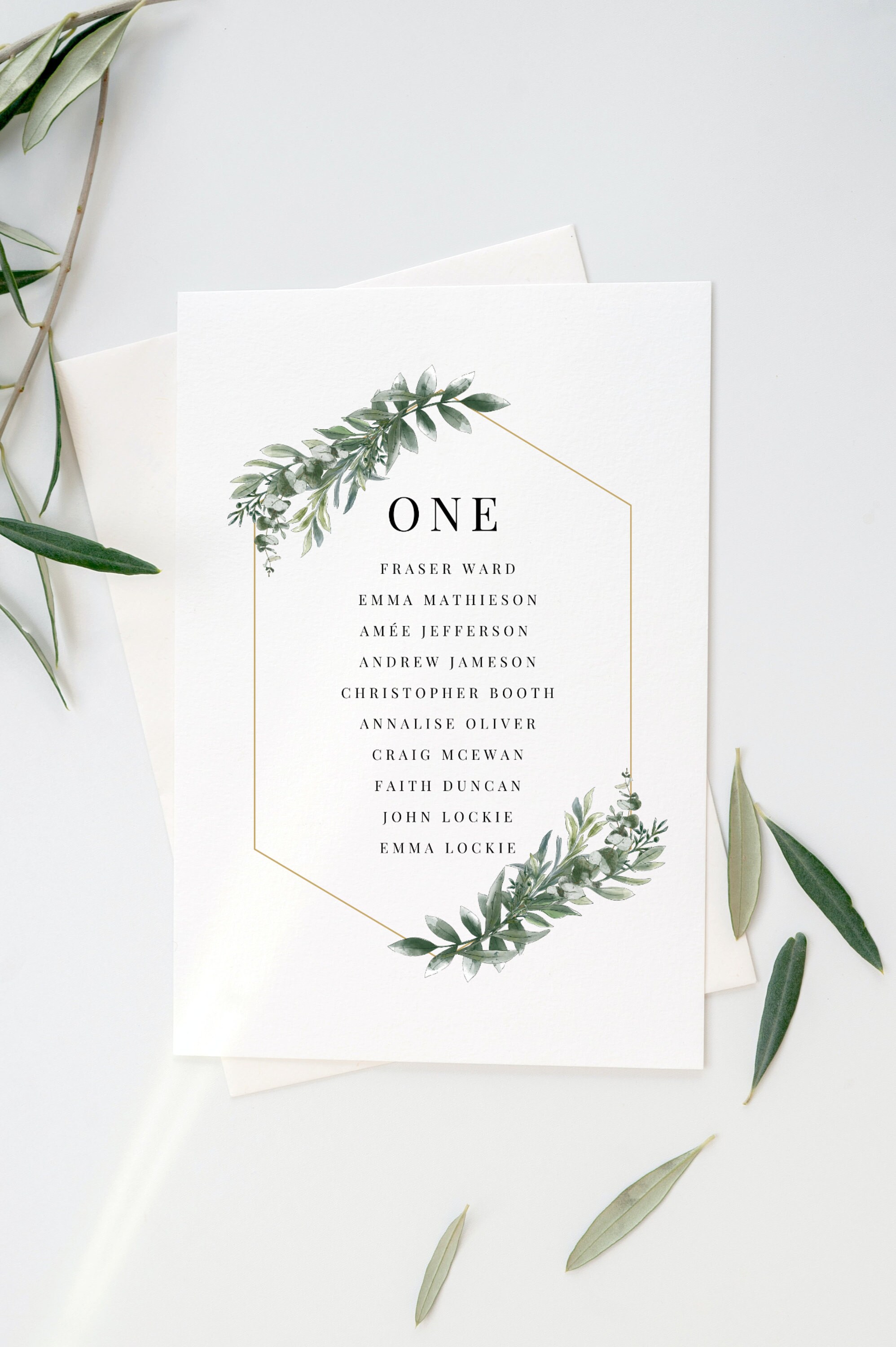 Wedding Seating Chart Card Template, Greenery Wedding Seating Chart ...