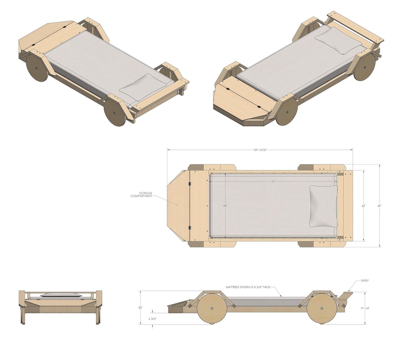 Race Car Twin Bed Frame Plans - Standard Lumber (PDF) - Etsy