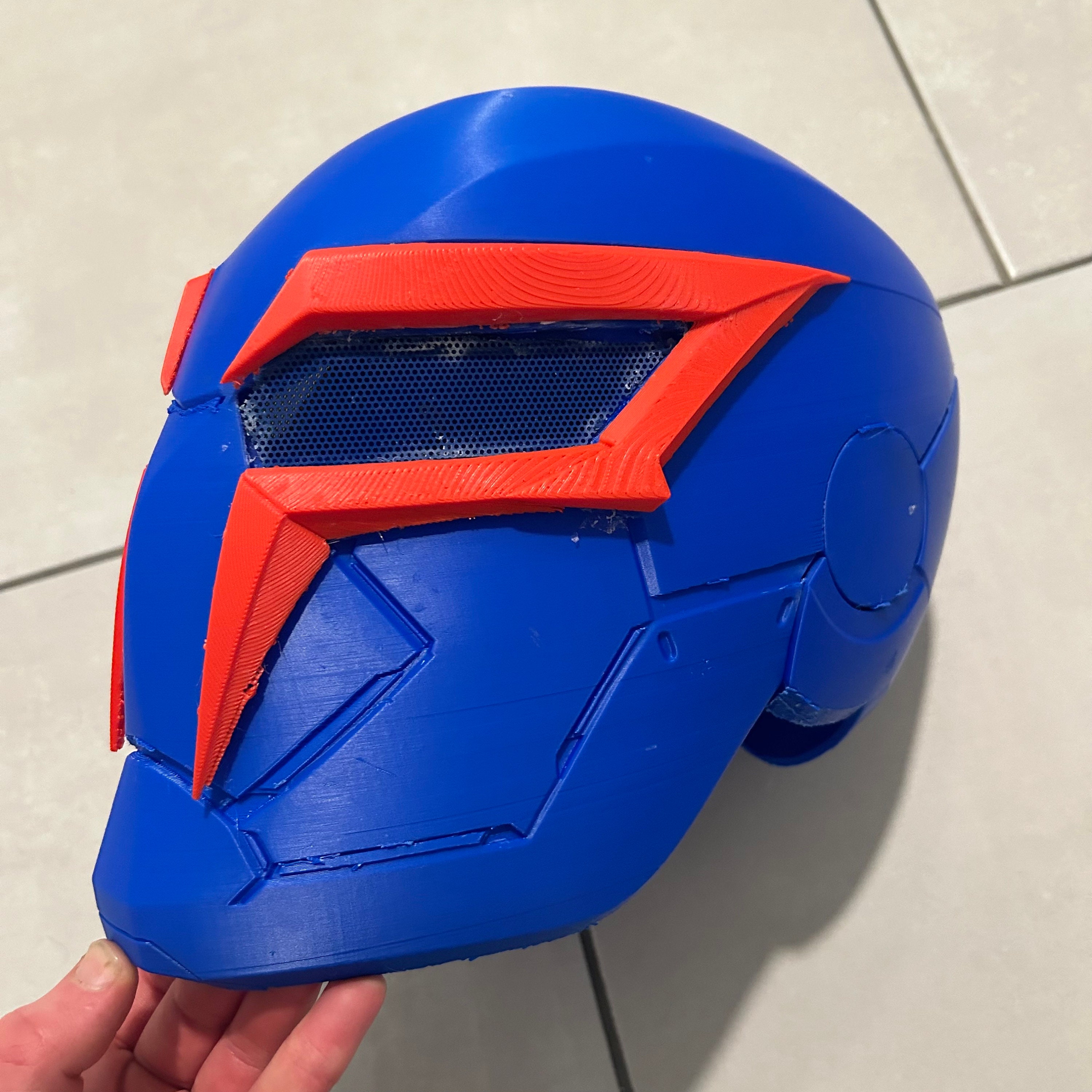 Spiderman 2099 Mask 3D Printed Magnetic Blue Red Into the Spider Verse ...