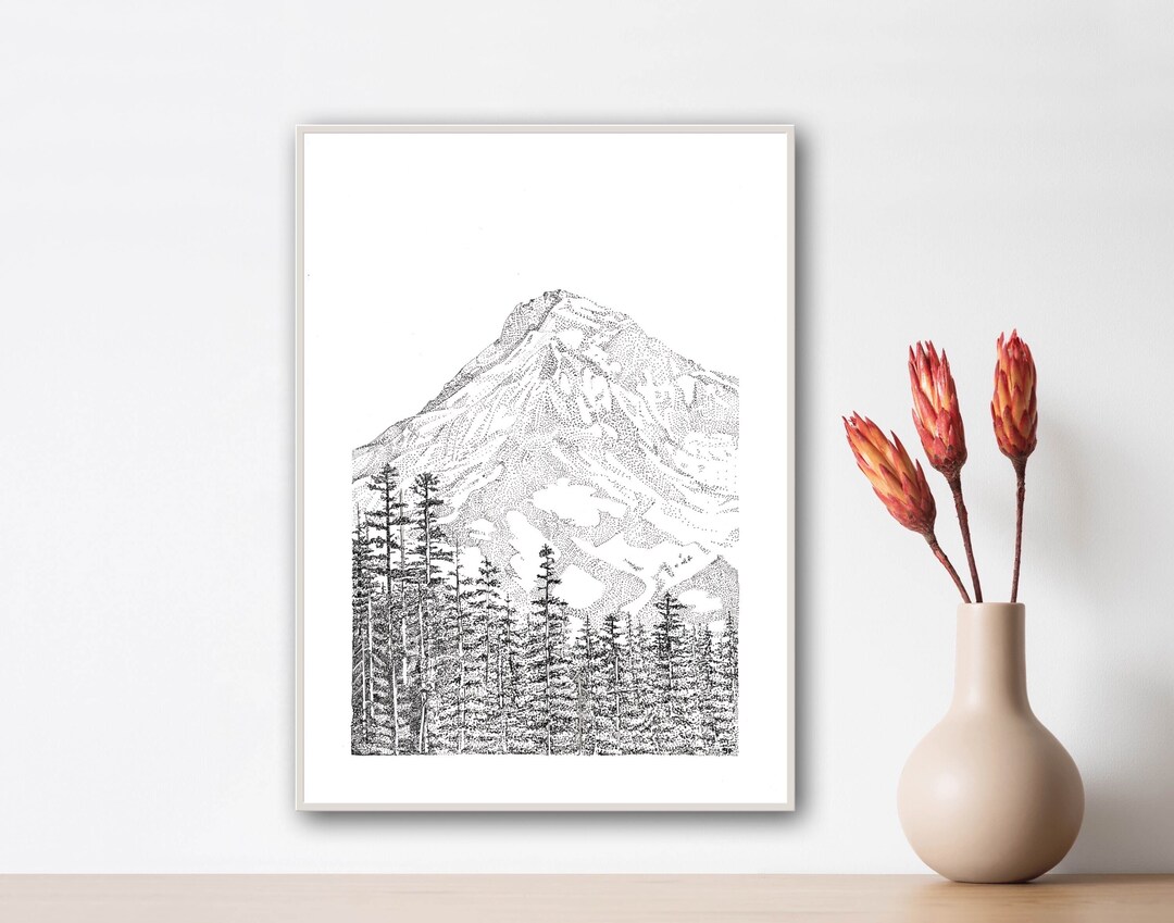 Mountain Ink Drawing - Etsy