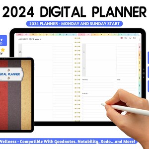 Digital Planner 2024 Monday and Sunday Goodnotes Notability Templates ...