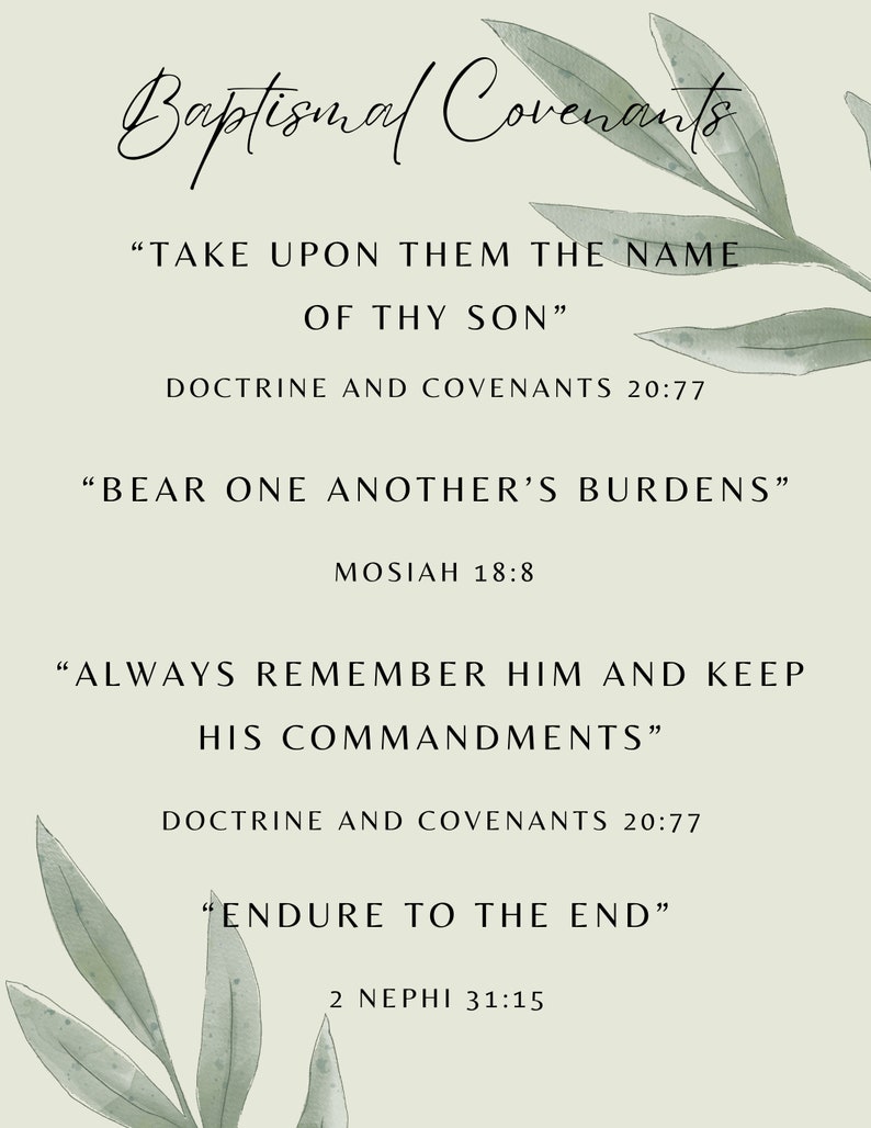 LDS Baptism Covenants Card: Covenant Reminder (digital Download) - Etsy