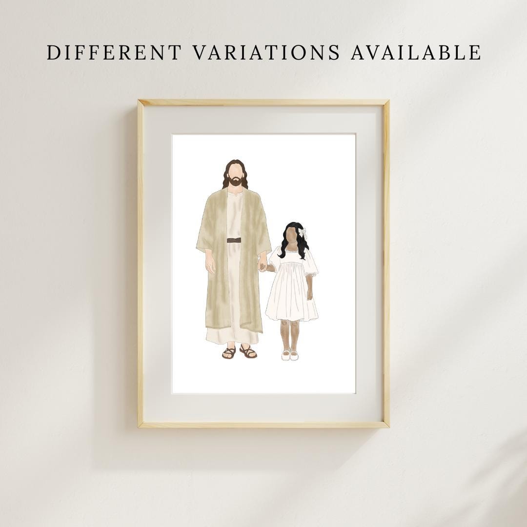 Personalized LDS Baptism Art: Girl With Christ Watercolor (digital ...