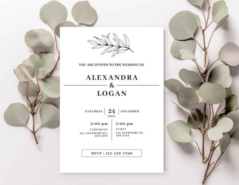 Wedding Ceremony Invitation Elegant and Classy Wedding Announcement ...