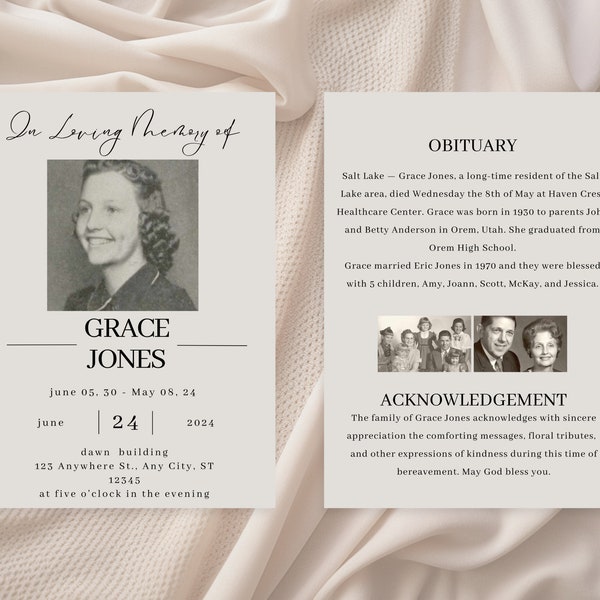 Lds Funeral Program Template - Etsy