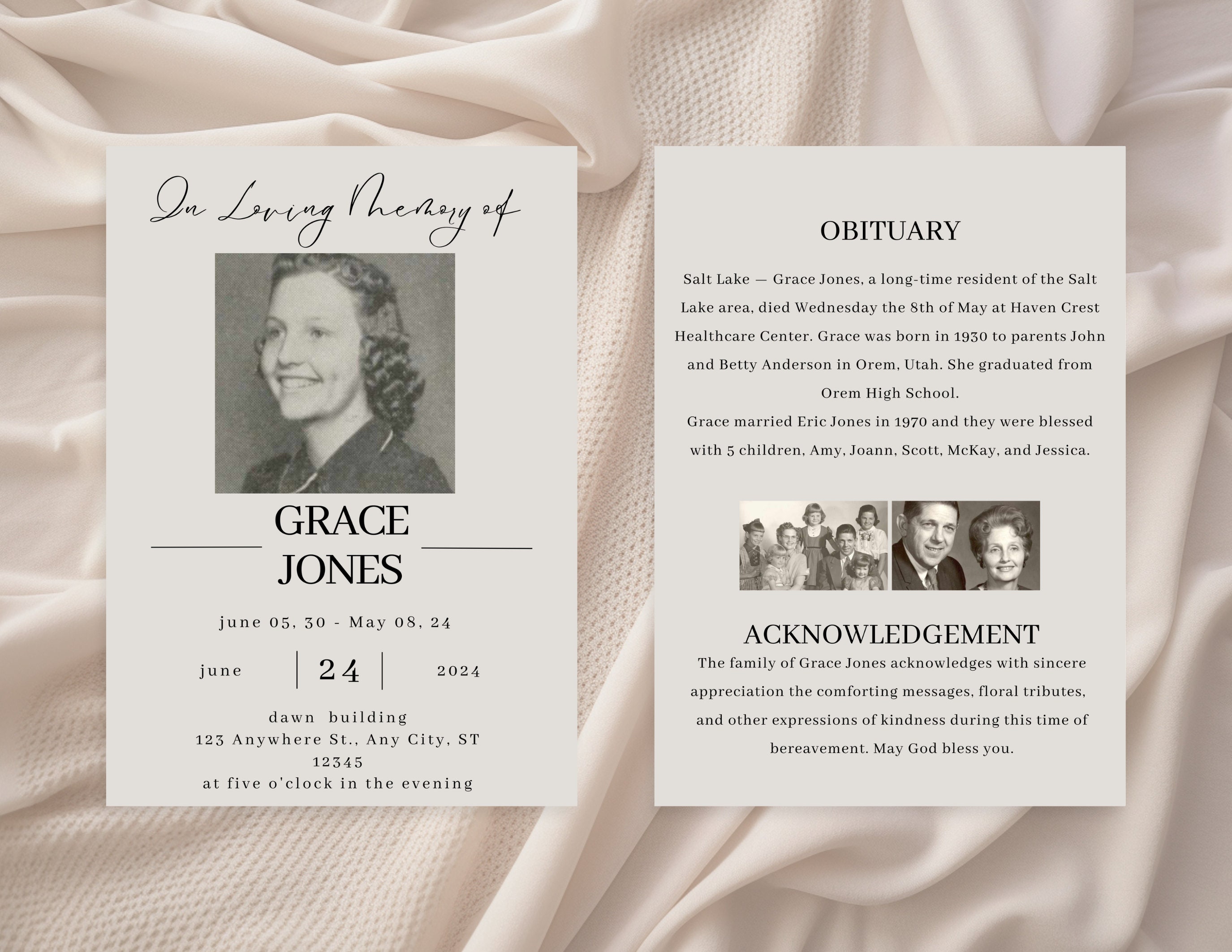 Funeral Program Template Brochure Pamphlet for LDS and Other Church ...