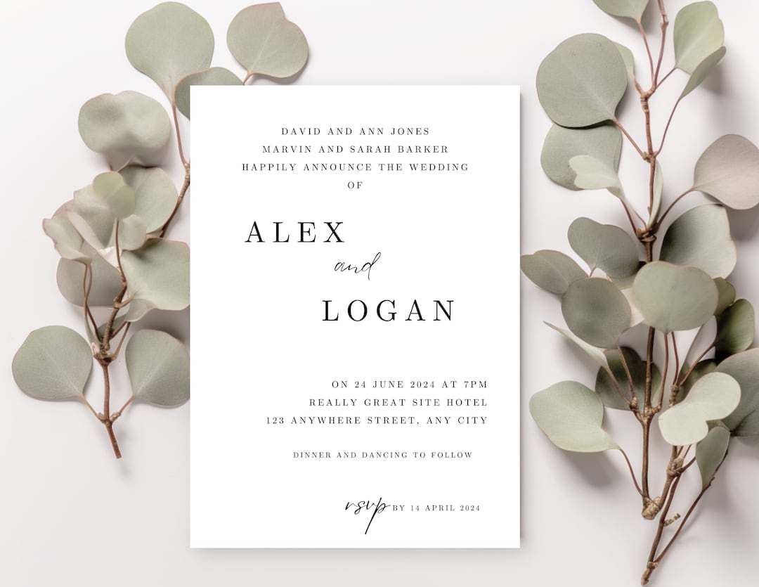 Wedding Ceremony Invitation Elegant and Classy Wedding Announcement ...