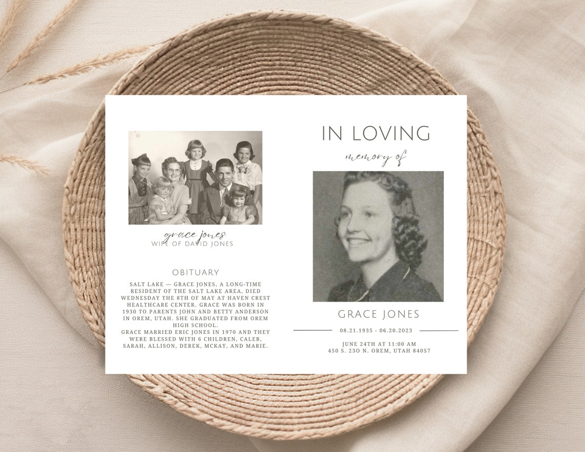 Funeral Program Template Bi-fold Brochure Pamphlet for LDS and Other ...