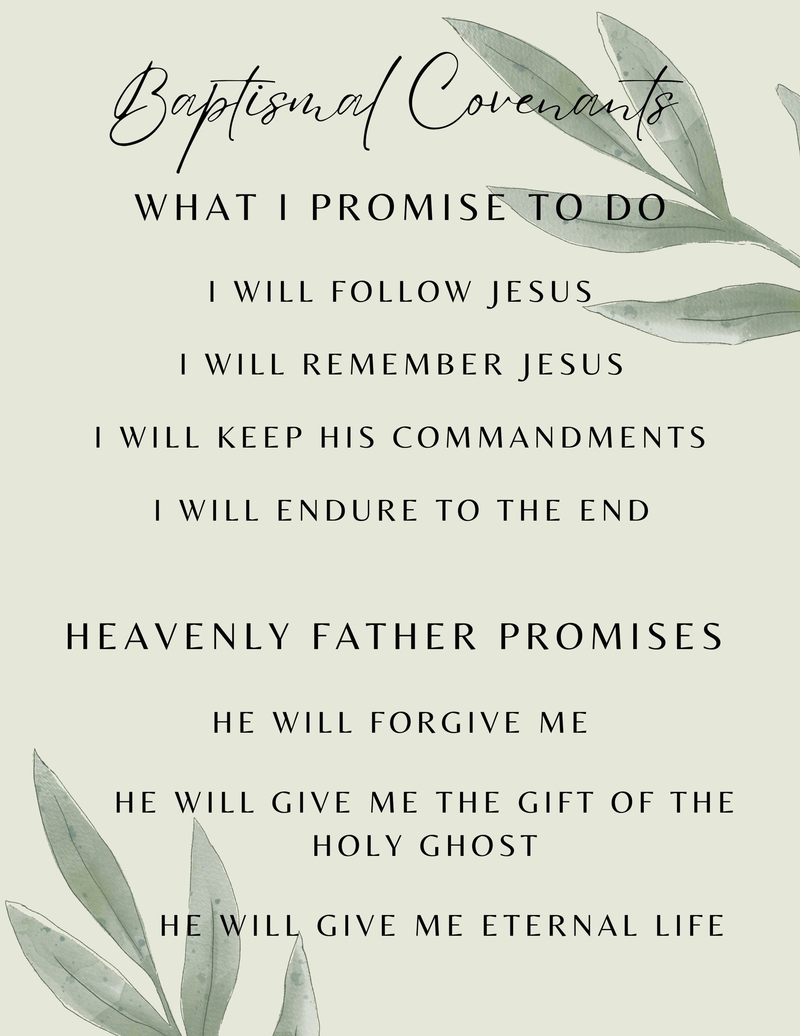 LDS Baptism Covenants Card: Covenant Reminder (digital Download) - Etsy