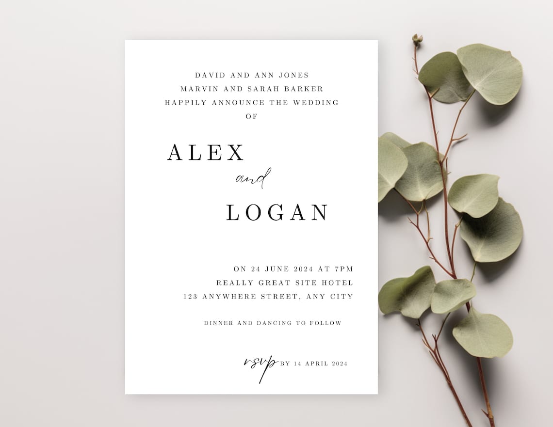 Wedding Ceremony Invitation Elegant and Classy Wedding Announcement ...