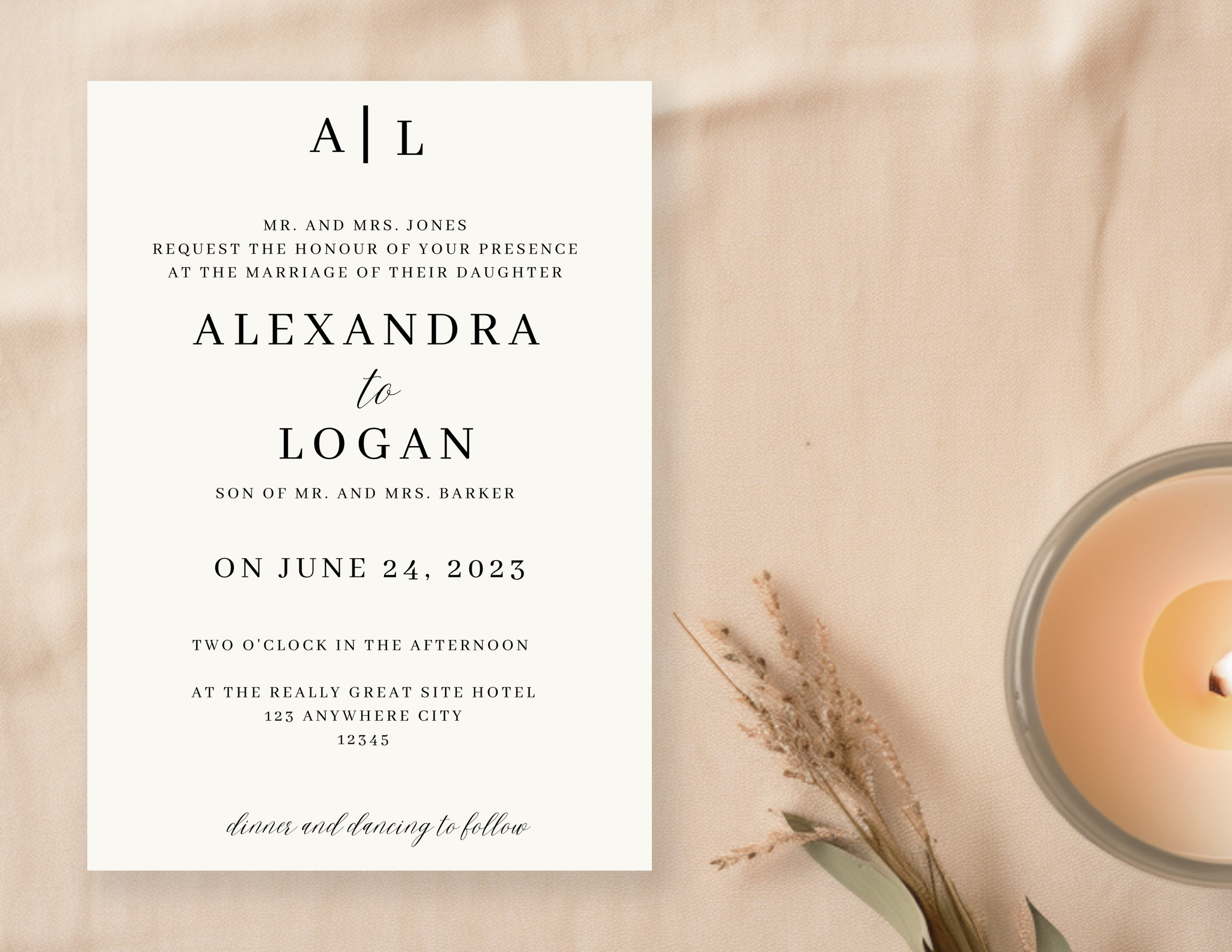 Wedding Ceremony Invitation Elegant and Classy Wedding Announcement ...