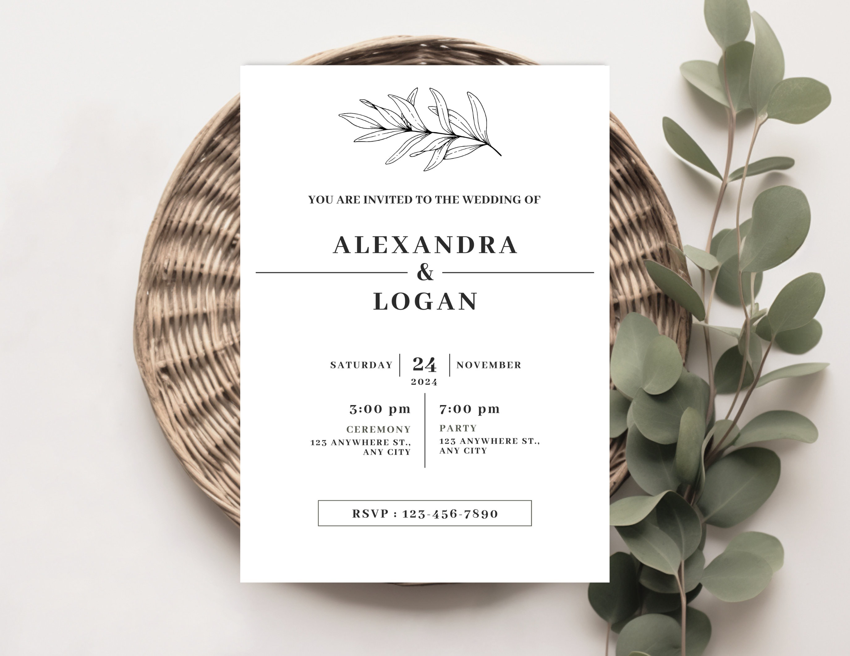 Wedding Ceremony Invitation Elegant and Classy Wedding Announcement ...