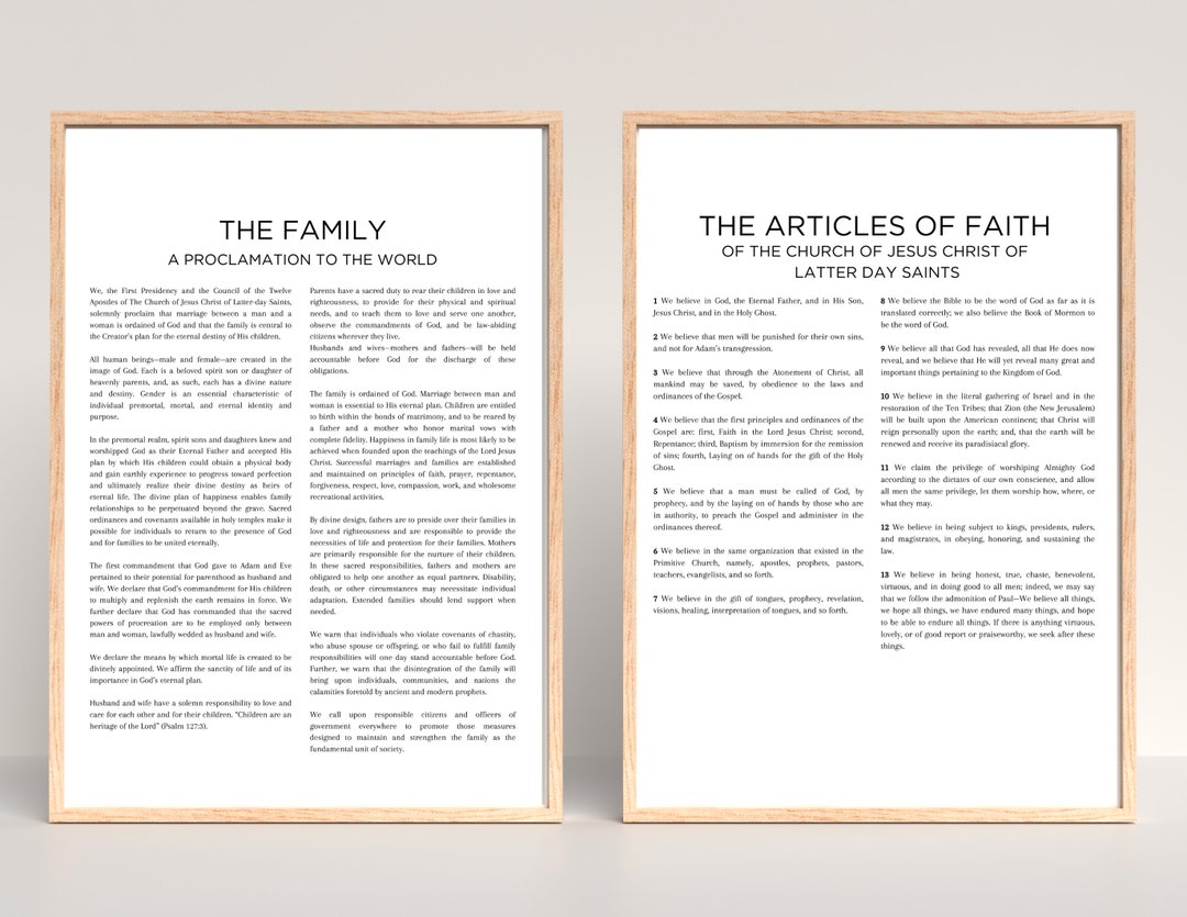 LDS Proclamation Bundle Digital Download Articles of Faith Restoration ...