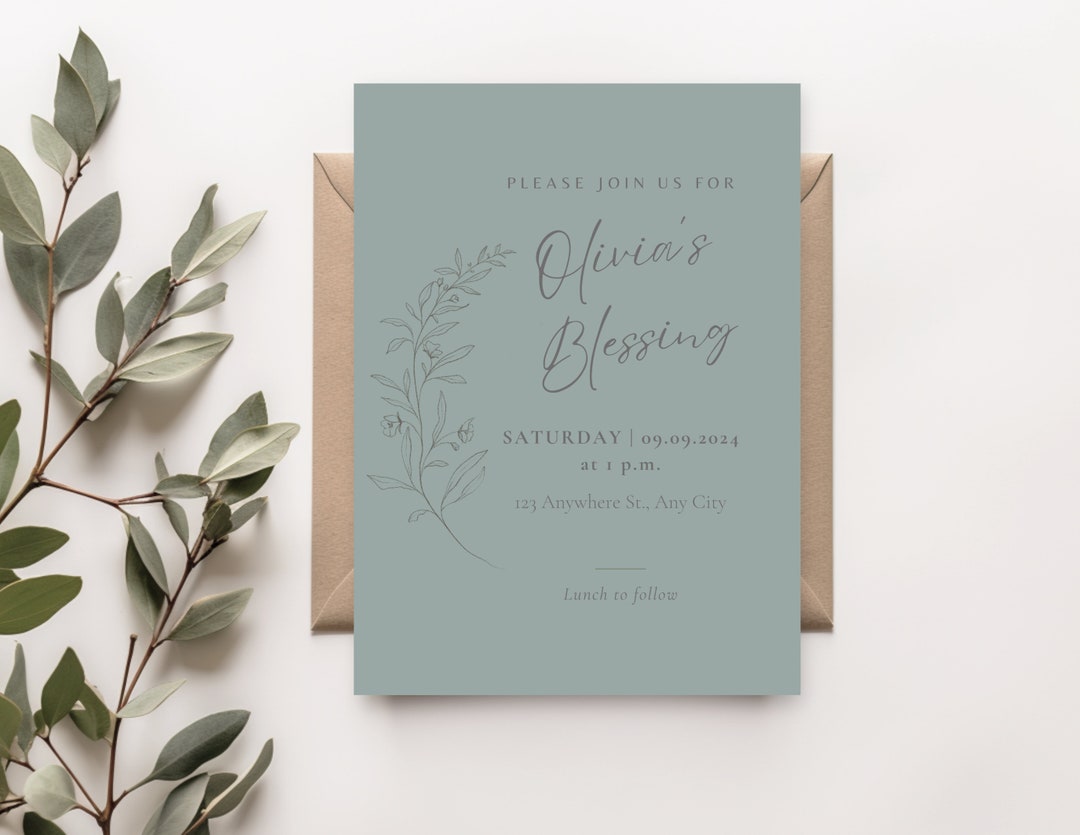 LDS Baby Blessing Invitation Template Mockup Design for Baby Blessing ...