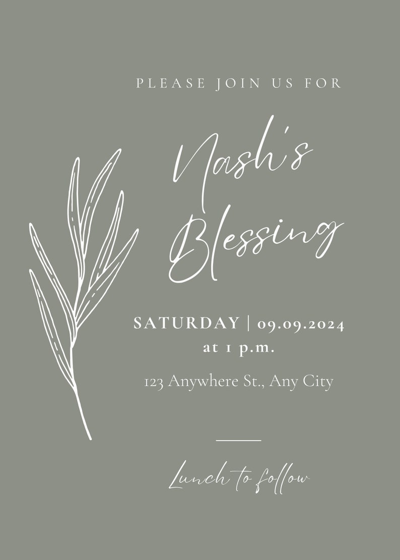 LDS Baby Blessing Invitation Template: Editable Luncheon Evite - Etsy