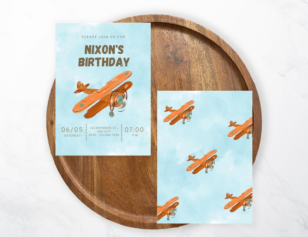 Airplane Kids Birthday Invitation Online Editable and Printable Kids ...