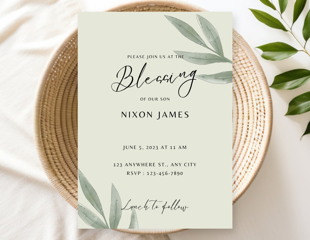 LDS Baby Blessing Invitation Evite Editable Template Blessing Day ...