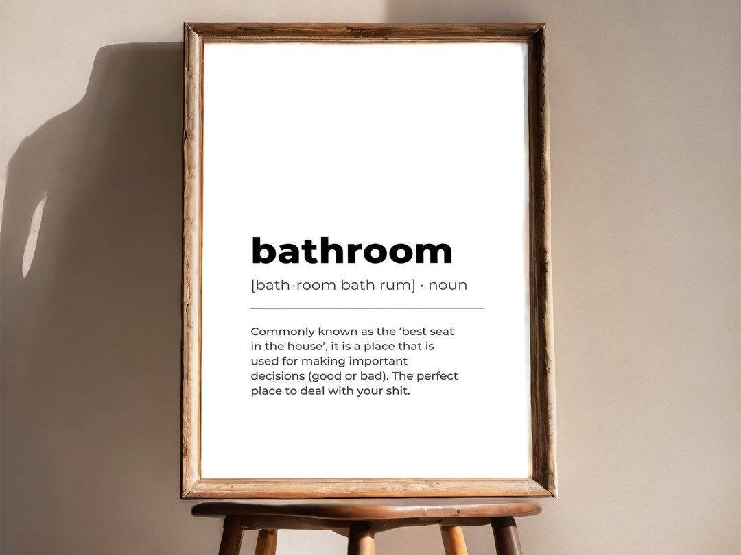 Bathroom Definition Wall Art, Bathroom Fun Sign, Printable Bathroom ...