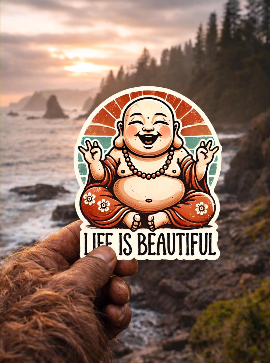 Happy Buddha Vinyl Sticker, Meditation Zen Decor - Etsy